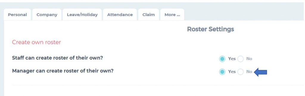 Setting preference to let the manager create their own roster ...
