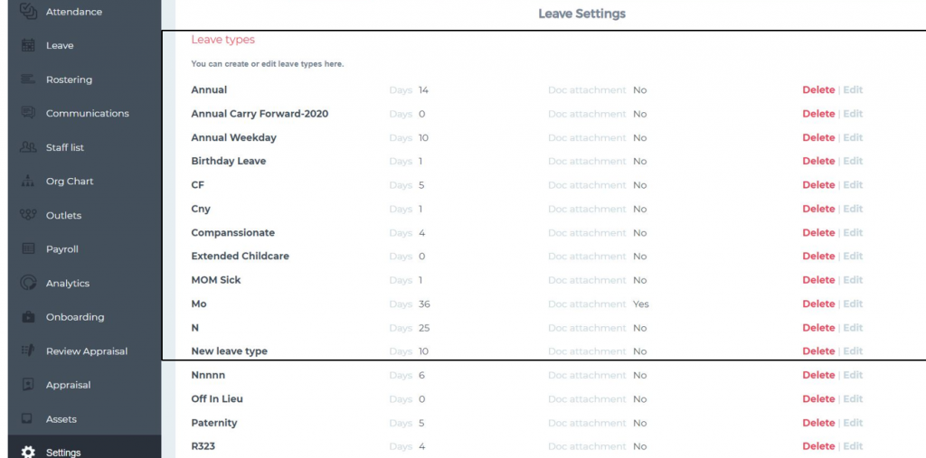 Create the Leave Types | Carbonate HR