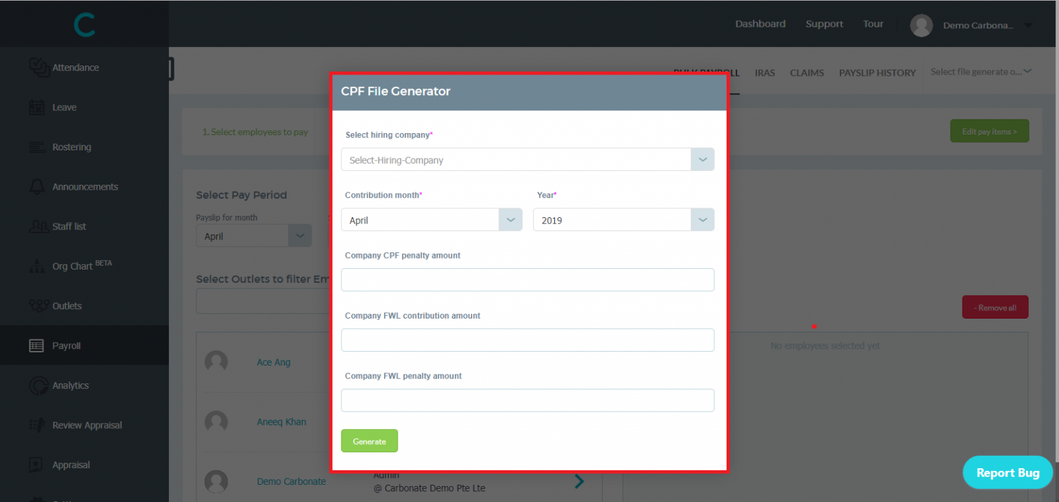 How to Generate CPF File for e-Submission | Carbonate HR