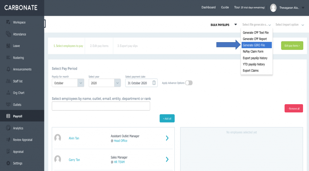 How to upload giro file in POSB bank | Carbonate HR
