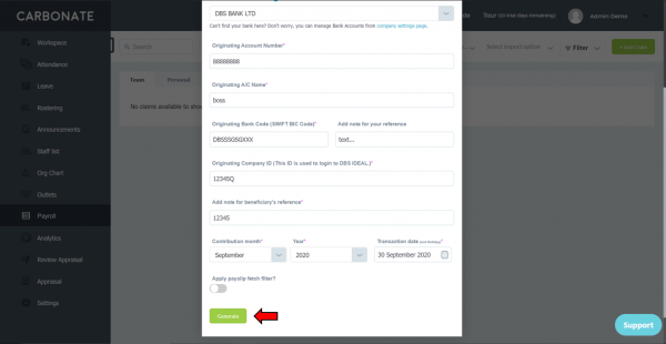 How to upload the giro file in OCBC bank - Carbonate