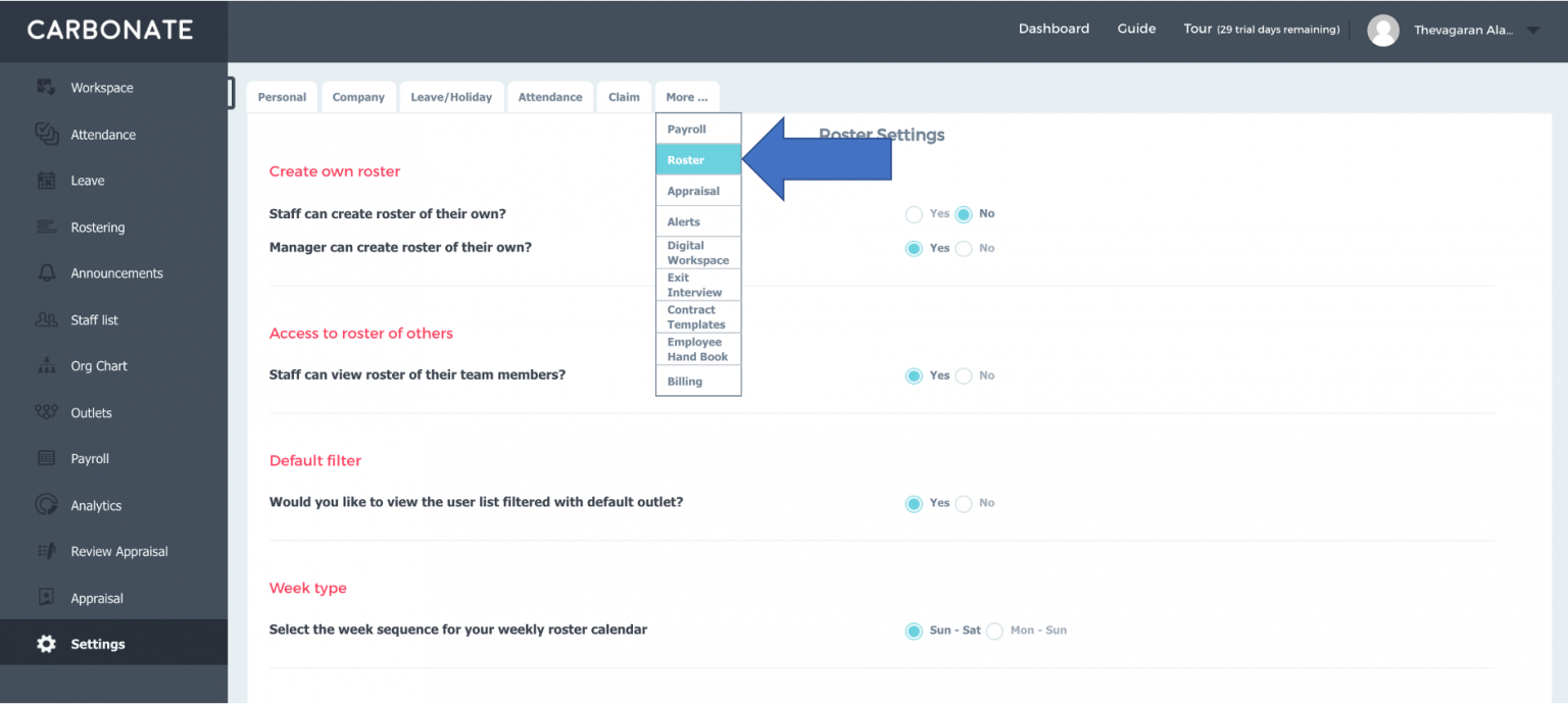 How to set up roster for employee training? | Carbonate HR
