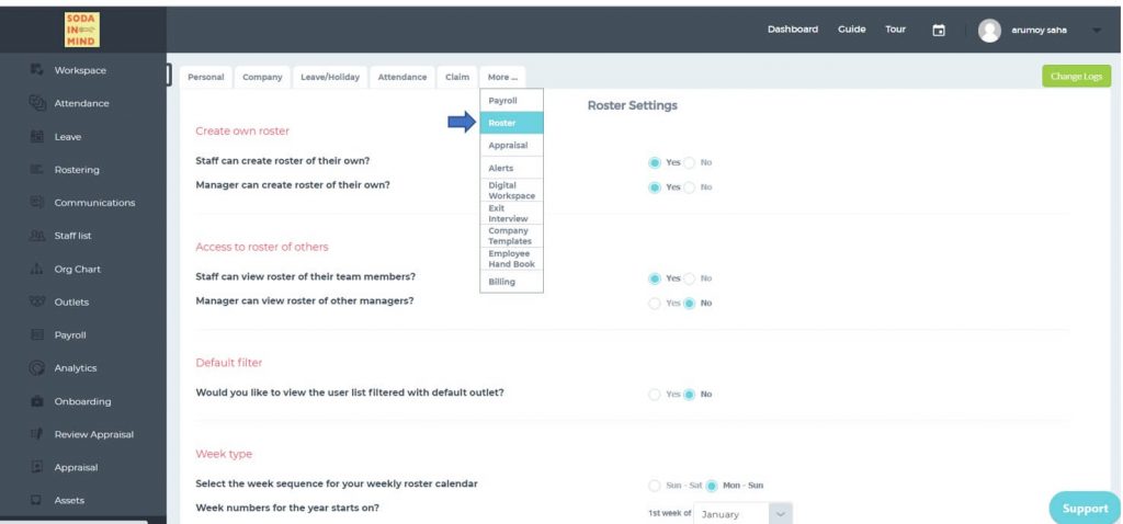 Customised shift based roster template | Carbonate HR