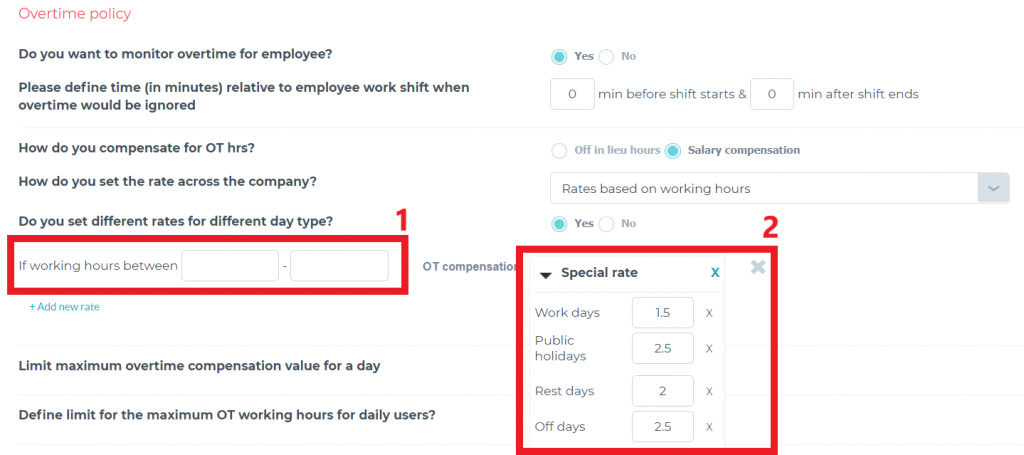 Set Different Overtime Compensation Values Based on Working hours ...