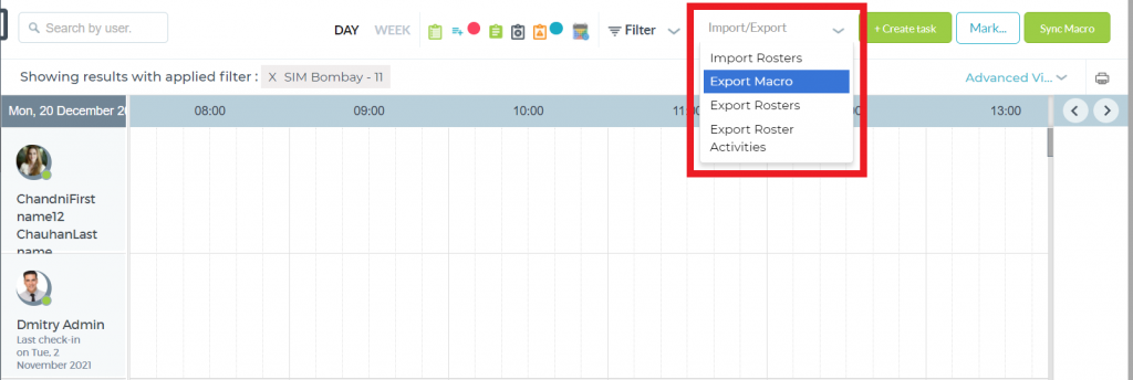 Sync the Excel Macro with Rostering Schedule | Carbonate HR