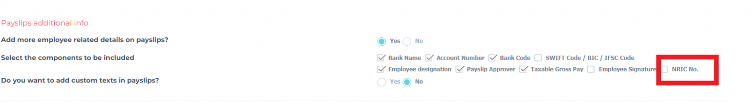 Show the NRIC Number in the Payslip | Carbonate HR